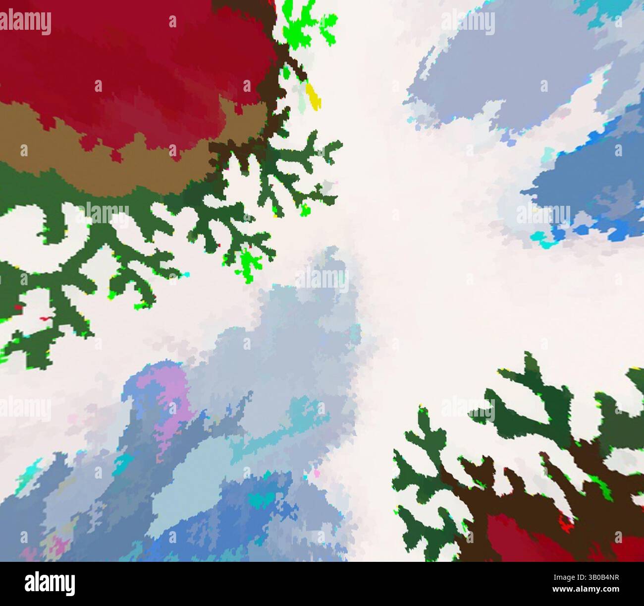 A vibrant abstract design featuring a blend of colorful shapes and ...