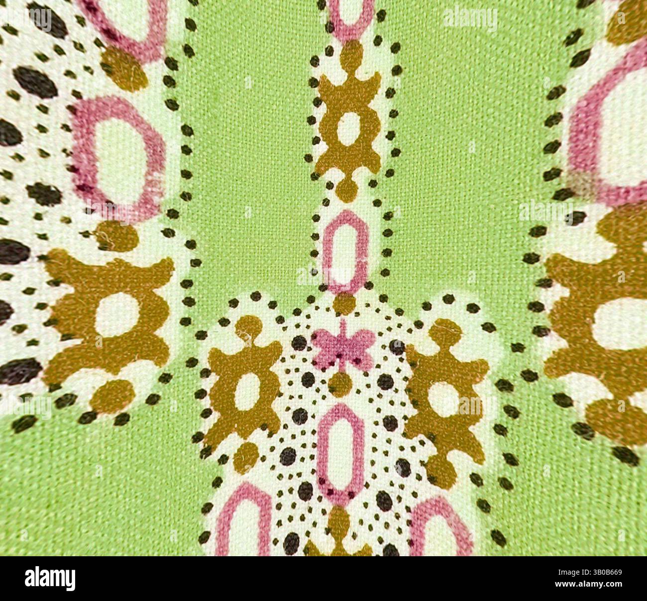 A vibrant pattern featuring shades of green with intricate designs in ...