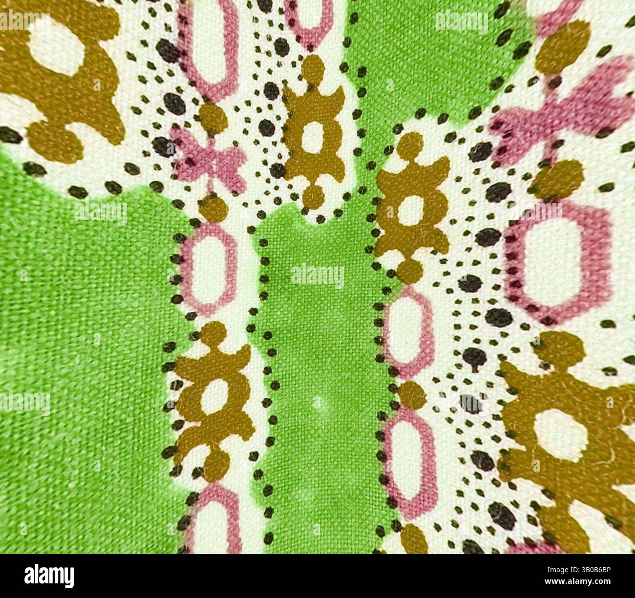 A vibrant textile pattern featuring bold shapes and intricate designs ...