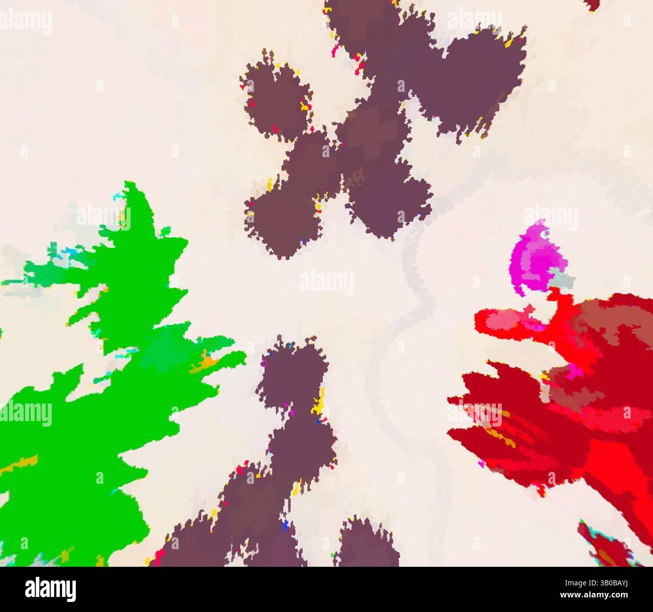 Vibrant explosion of abstract shapes in various shades of red hi-res ...