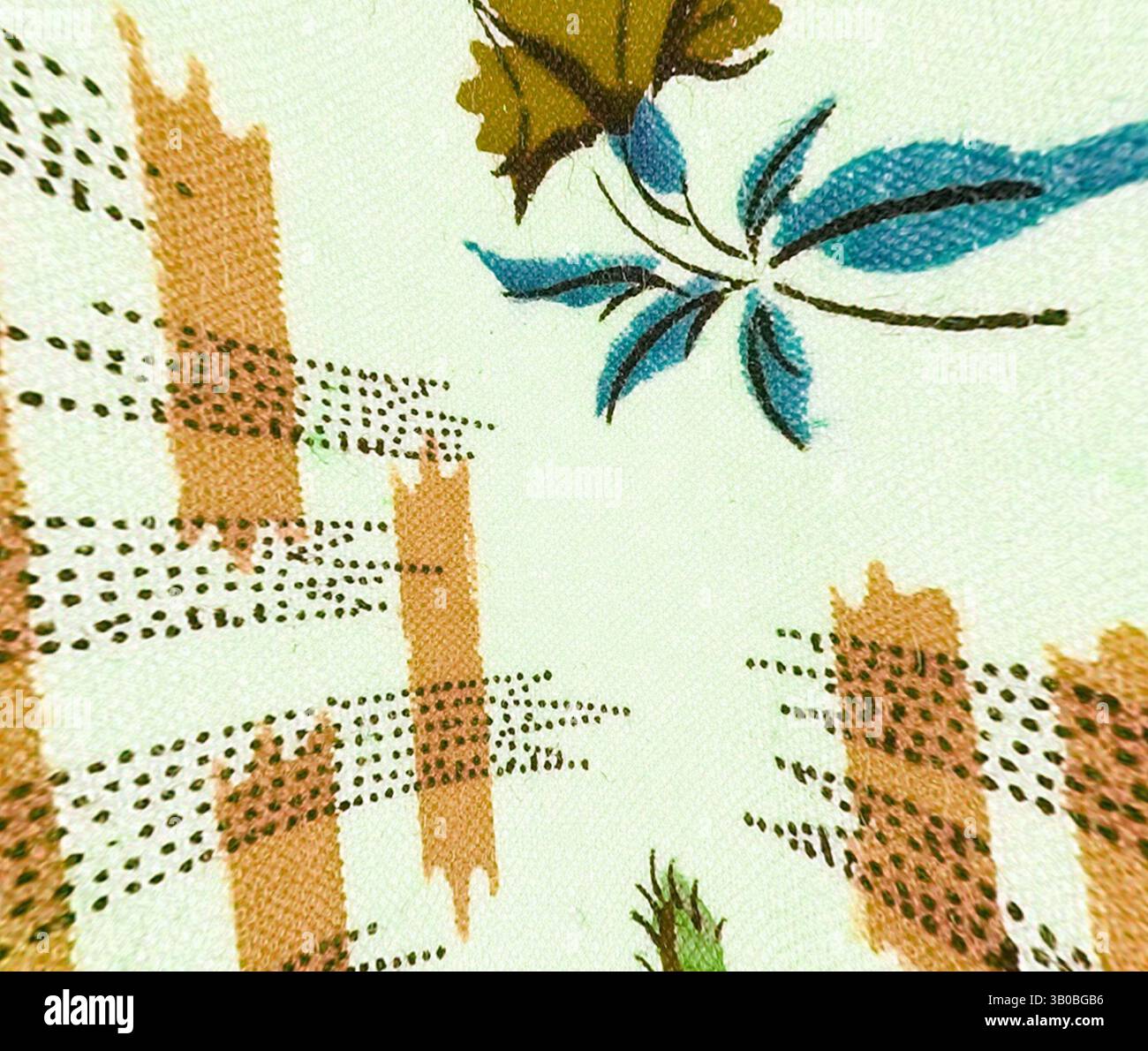 A textured fabric design featuring a combination of abstract floral ...