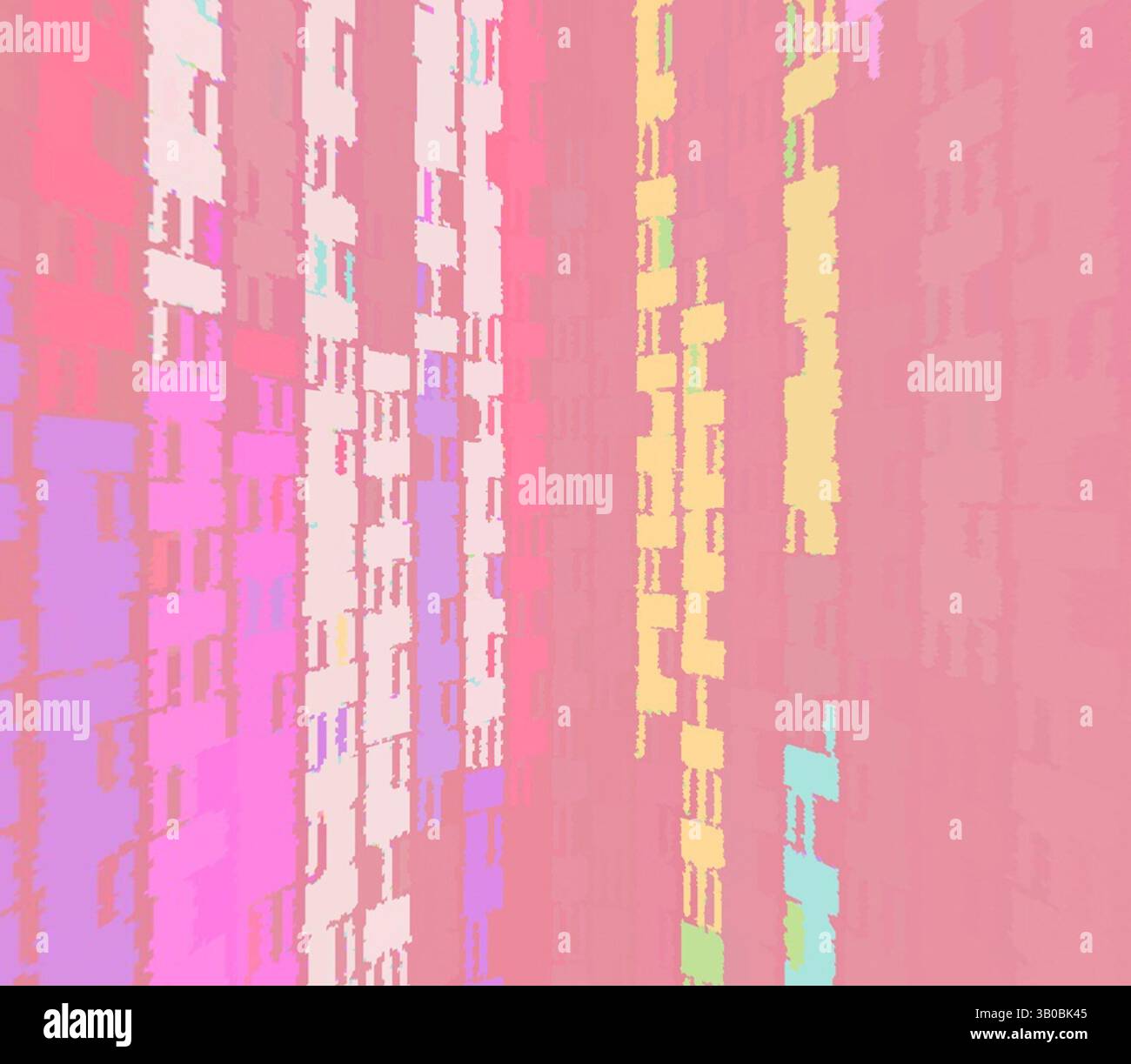 A vibrant abstract scene featuring vertical lines and blocks of pastel ...