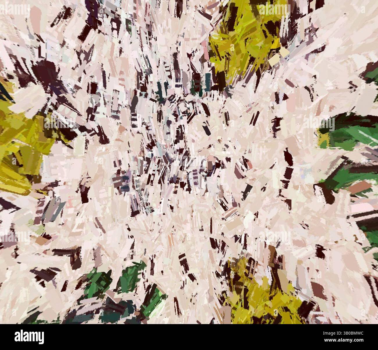 An abstract explosion of colors and shapes creates a sense of movement ...