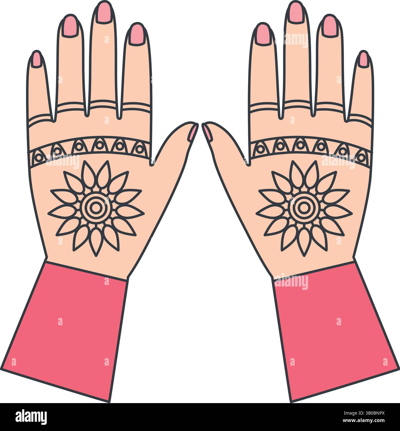Indian Wedding Hands Front View Mehndi Ornament Ceremony Culture Bride ...
