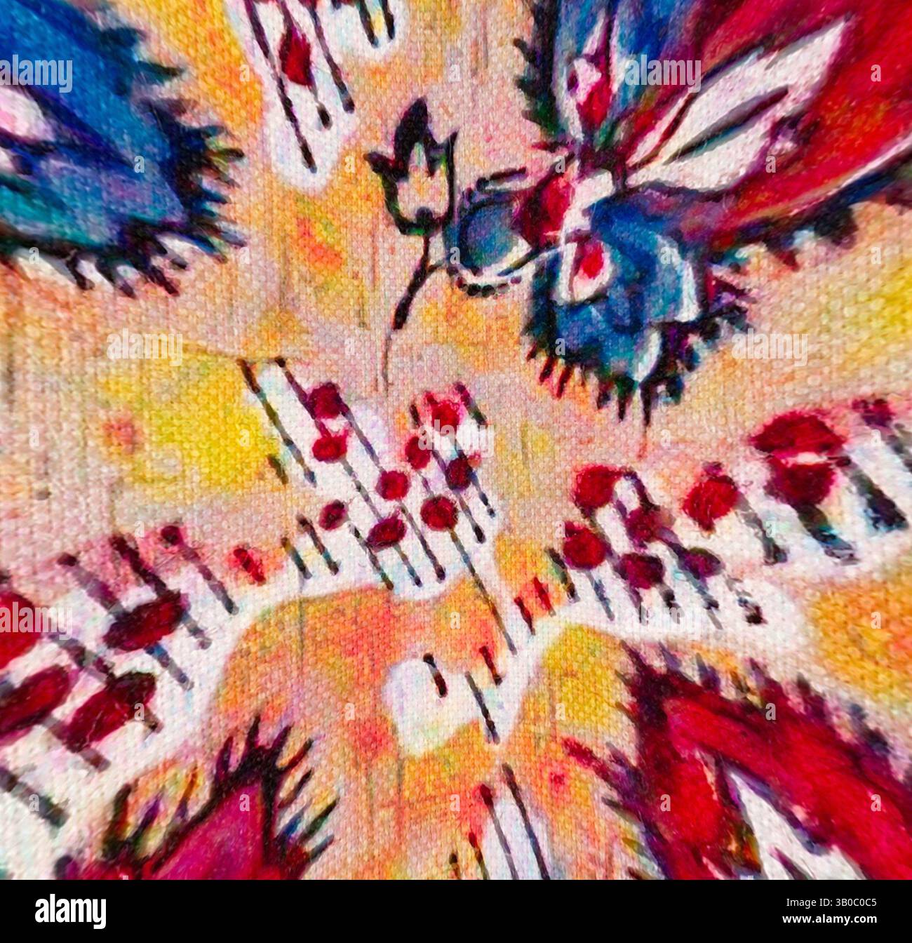 A vibrant burst of color showcases abstract butterfly motifs surrounded ...