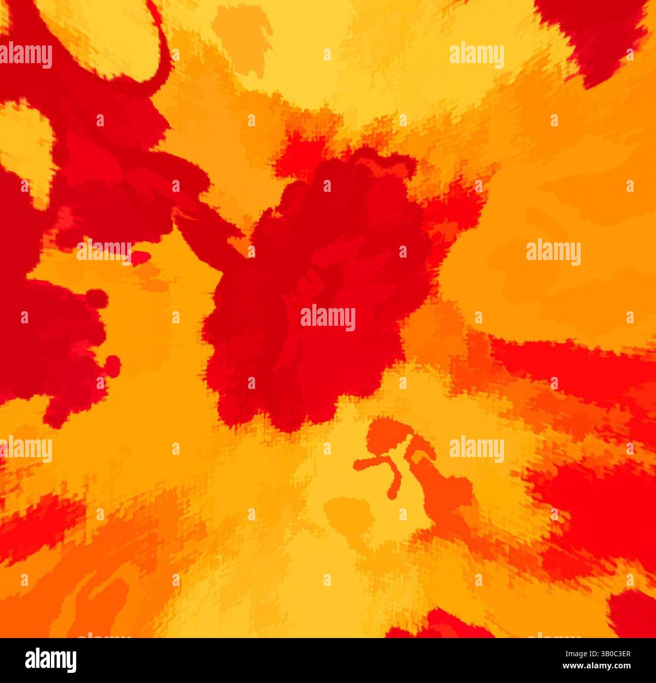 A vibrant explosion of warm colors, blending shades of red and yellow ...