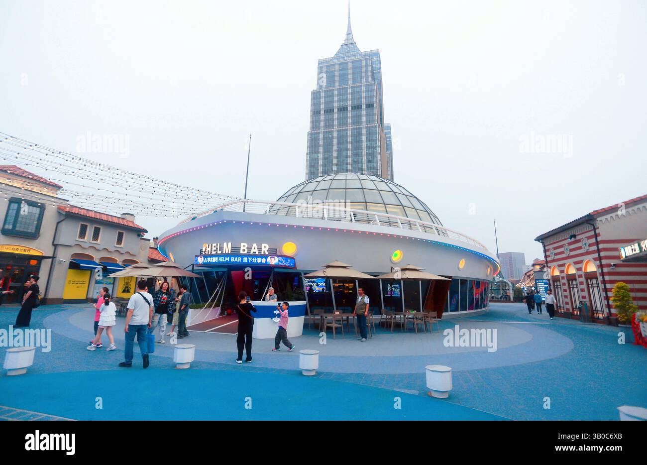 A panoramic view of the first cruise-themed aerial commercial street, Global Harbor Town ...