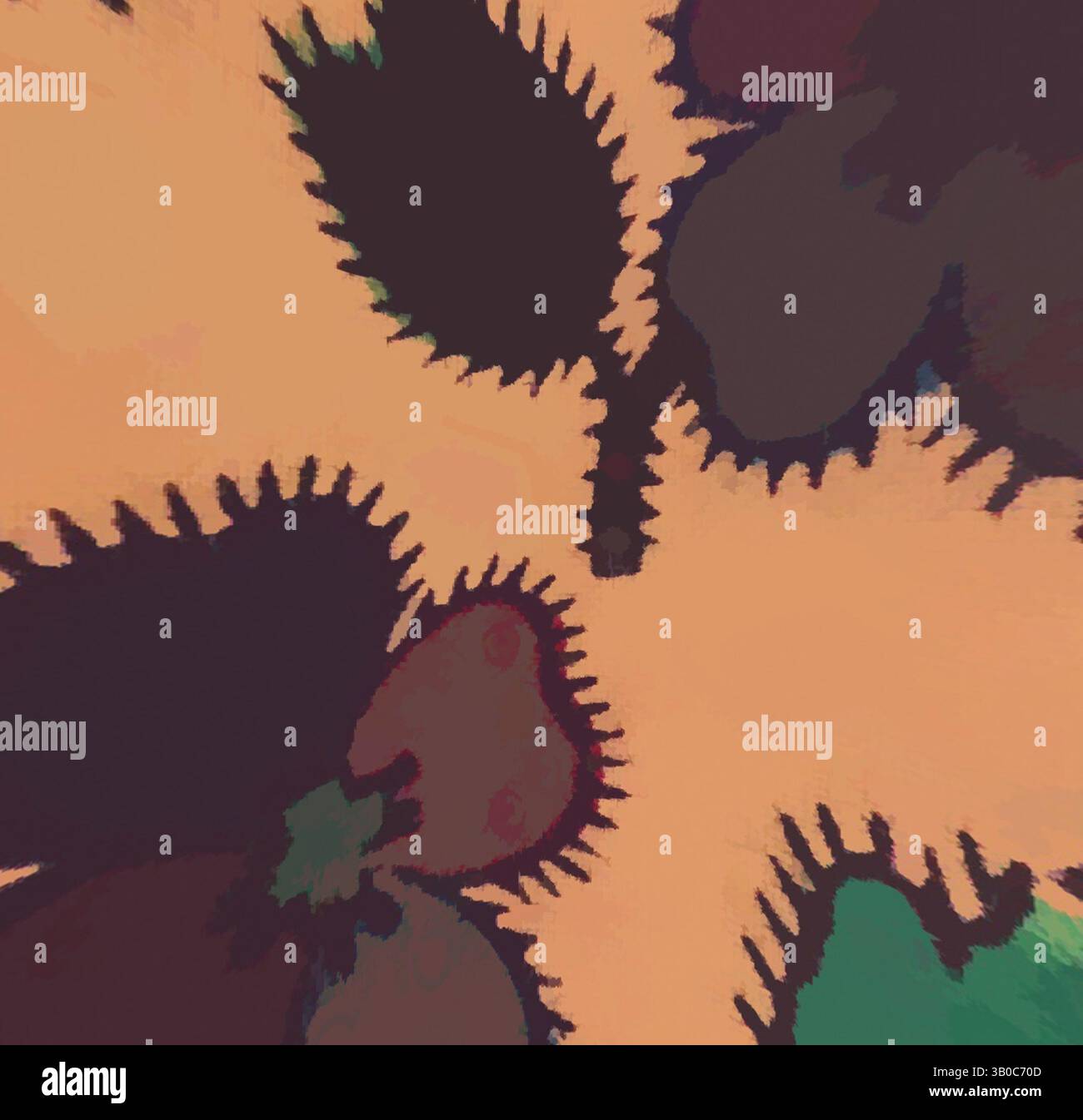 An abstract arrangement of bold, irregular shapes and contrasting ...