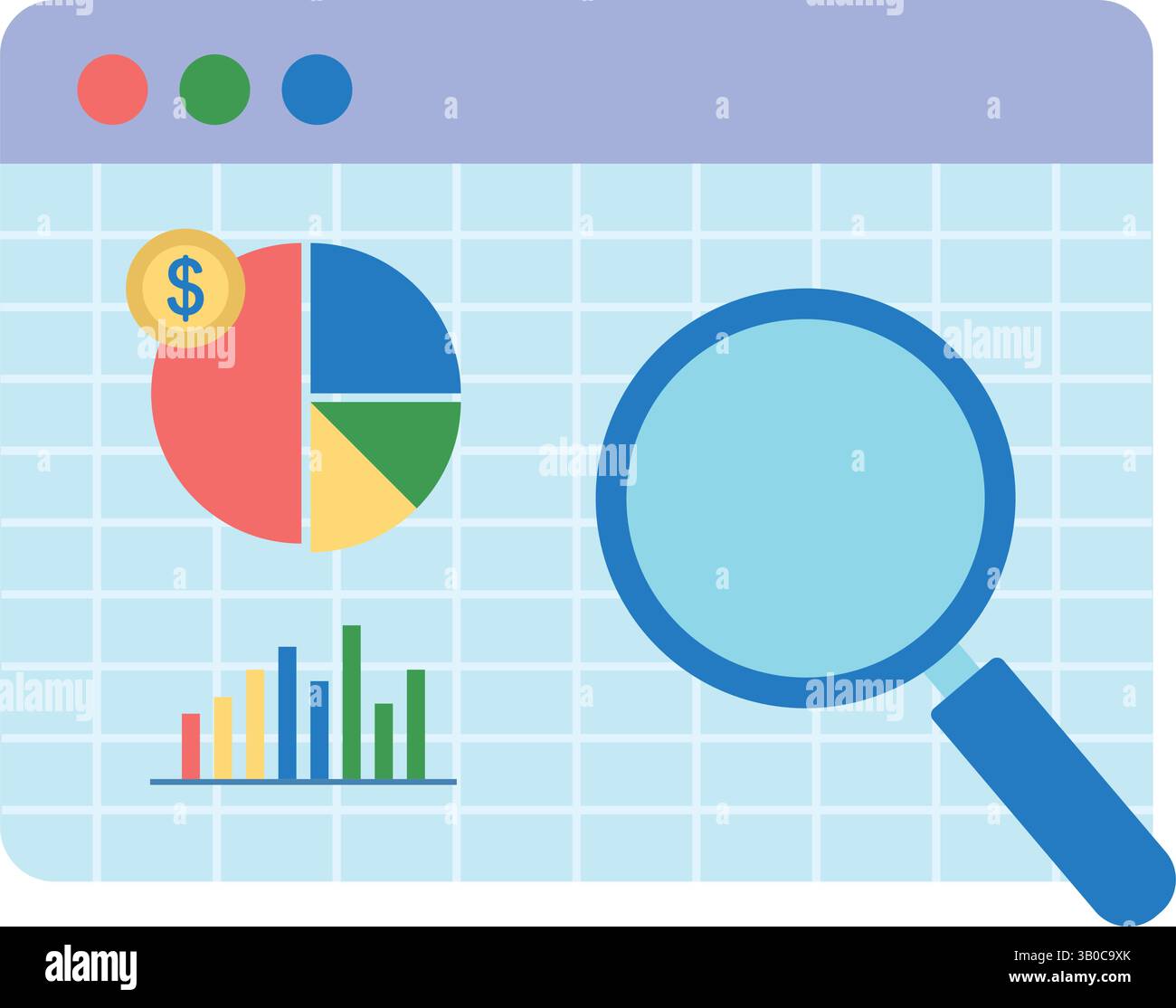 Accounting Software Dashboard Pie Chart Search Magnifier Analysis ...