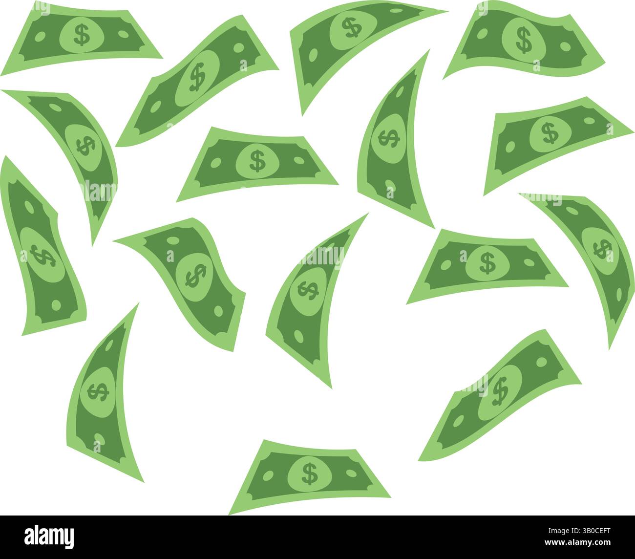Money Border Minimal Style Cash Scatter Cartoon Wealth Dollar Frame ...