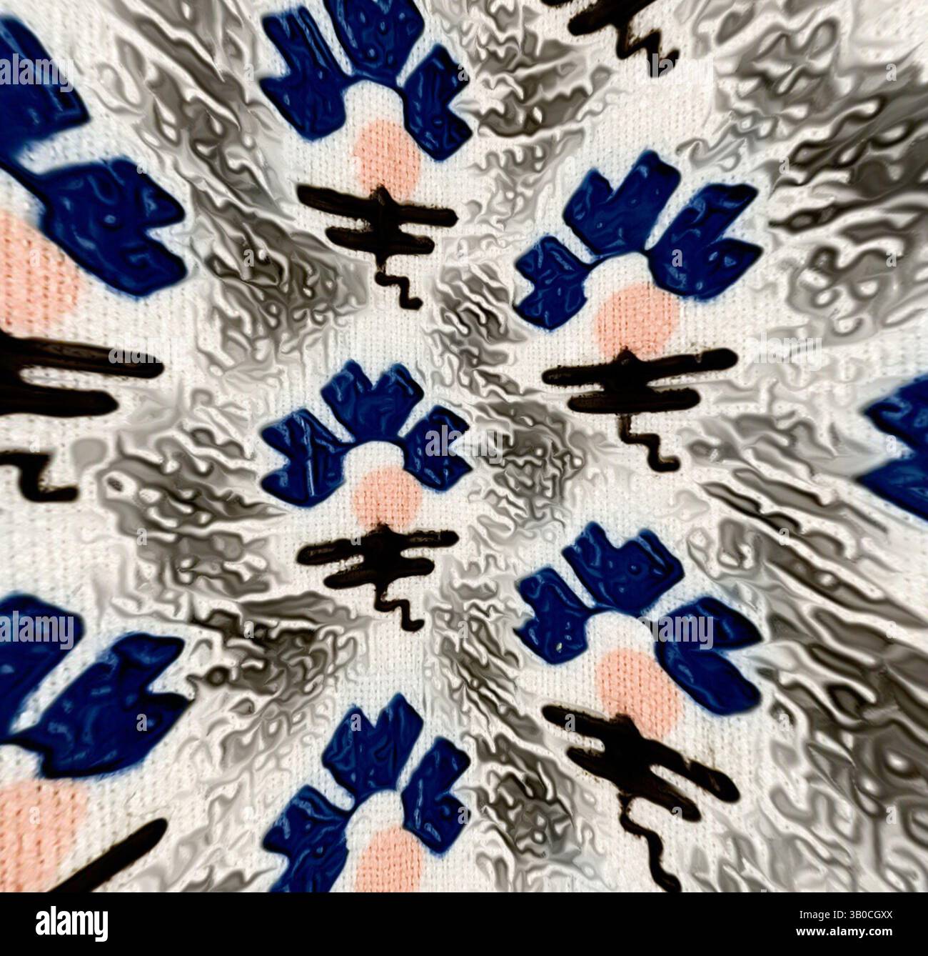 Repeating pattern of stylized floral motifs in blue hi-res stock ...