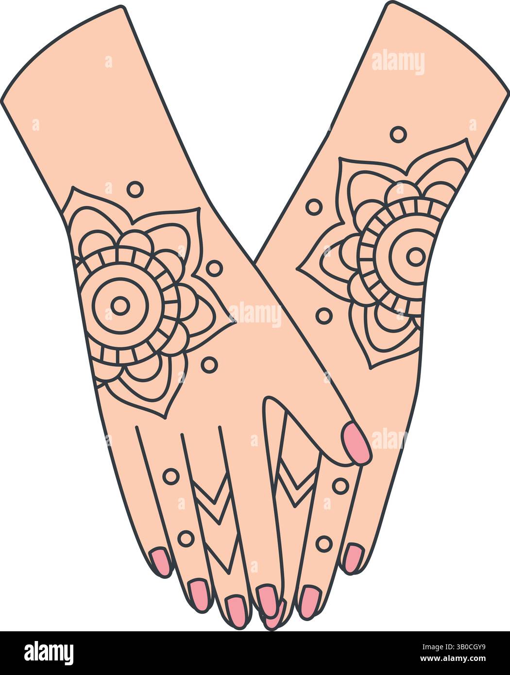 Indian Wedding Hands Crossed Pose Mehndi Mandala Bride Ornament ...