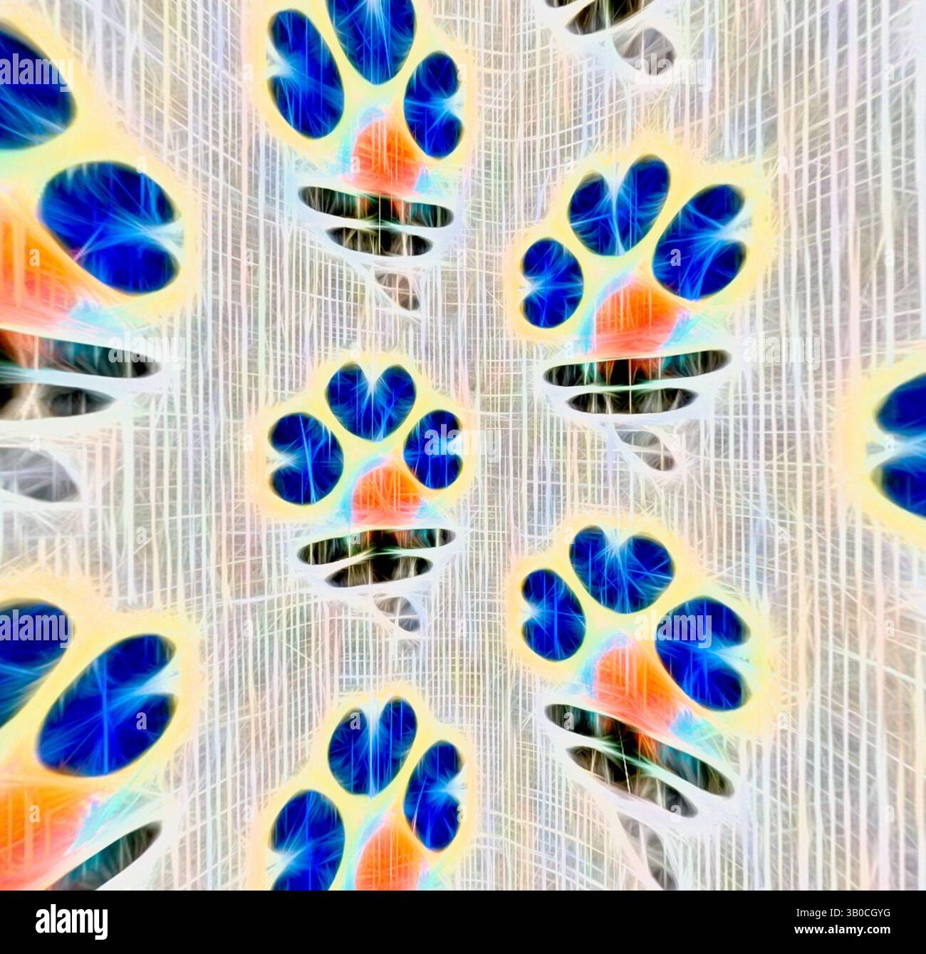 Stylized paw prints in vibrant blue hi-res stock photography and images ...