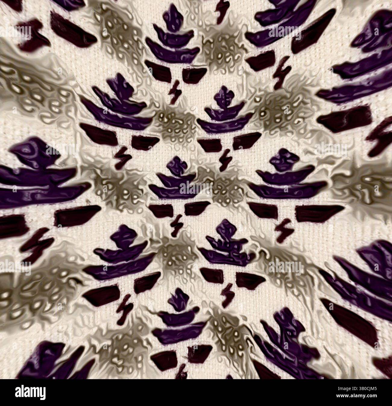 Intricate arrangement of stylized shapes in deep purple hi-res stock ...