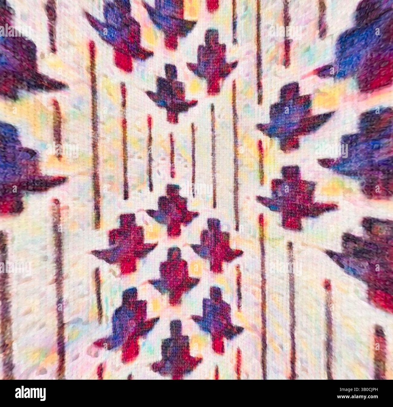 A vibrant pattern featuring silhouettes in various shades, interspersed ...