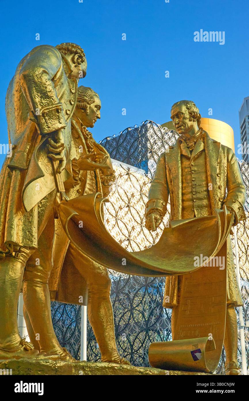 The Golden Boys statue in Birmingham of James Watt, Matthew Boulton and ...