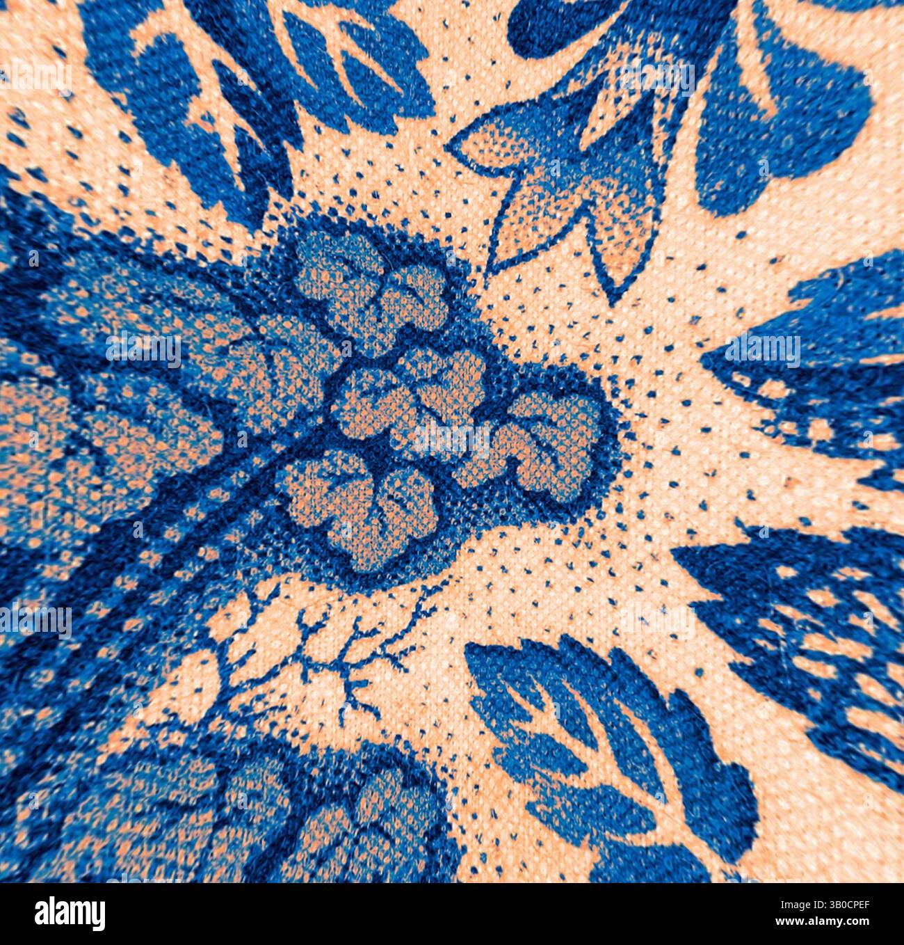 A vibrant textile design featuring intricate floral patterns ...