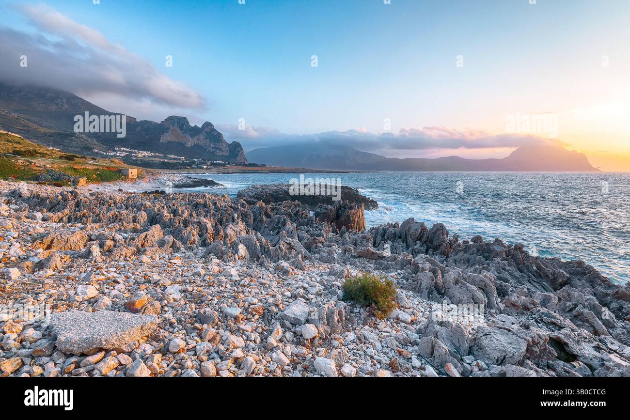 Marvelous seascape of Isolidda Beach near San Vito cape. Popular travel ...