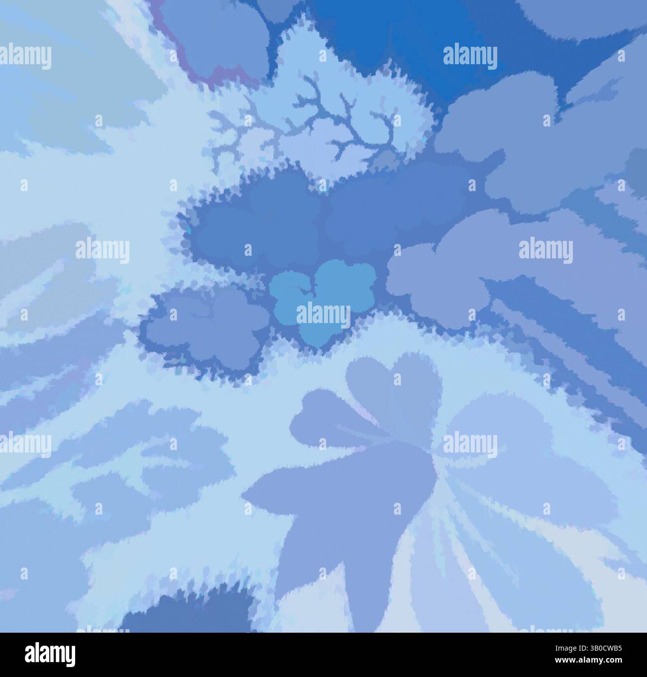 A dreamy arrangement of soft blue floral shapes, blending seamlessly to ...