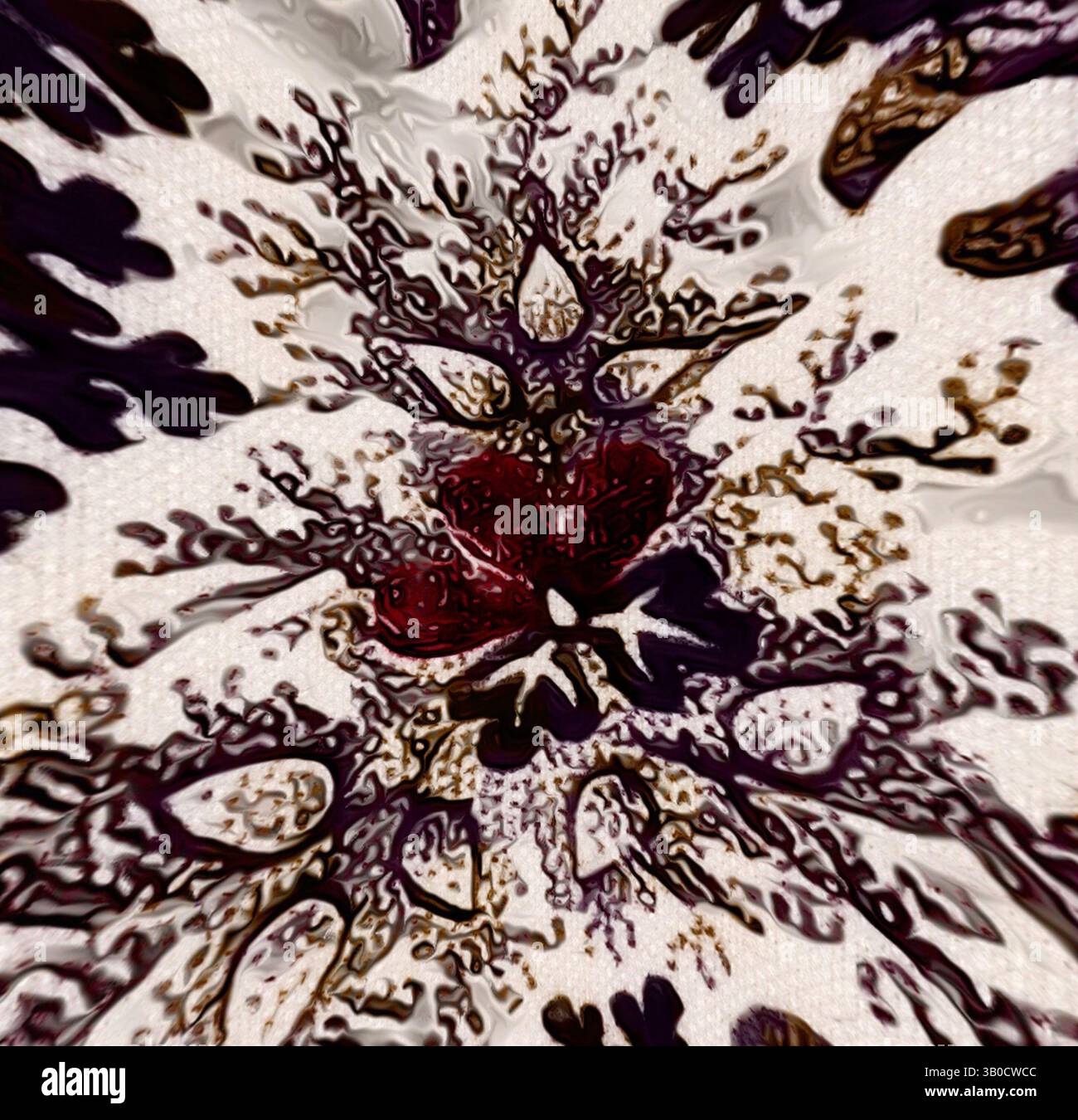 An intricate design featuring swirling patterns of dark foliage ...