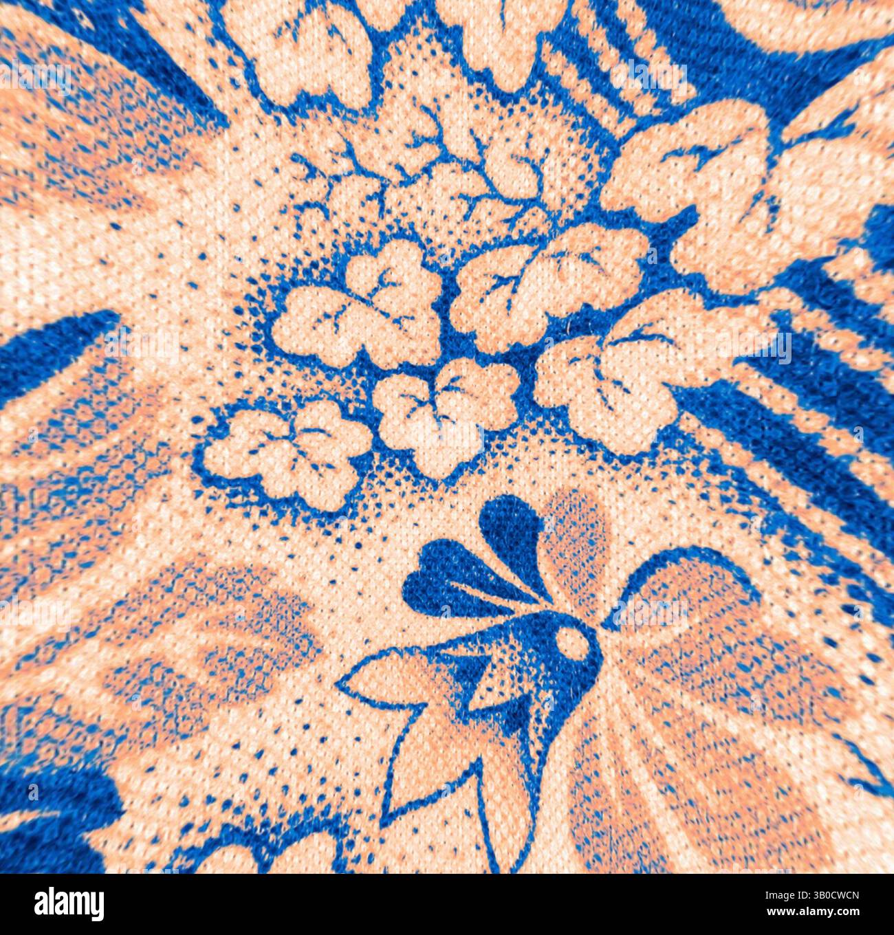 A vibrant textile pattern featuring delicate floral motifs in shades of ...