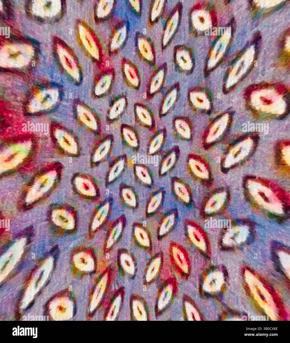 A vibrant spiral of colorful shapes radiates outward, creating a ...