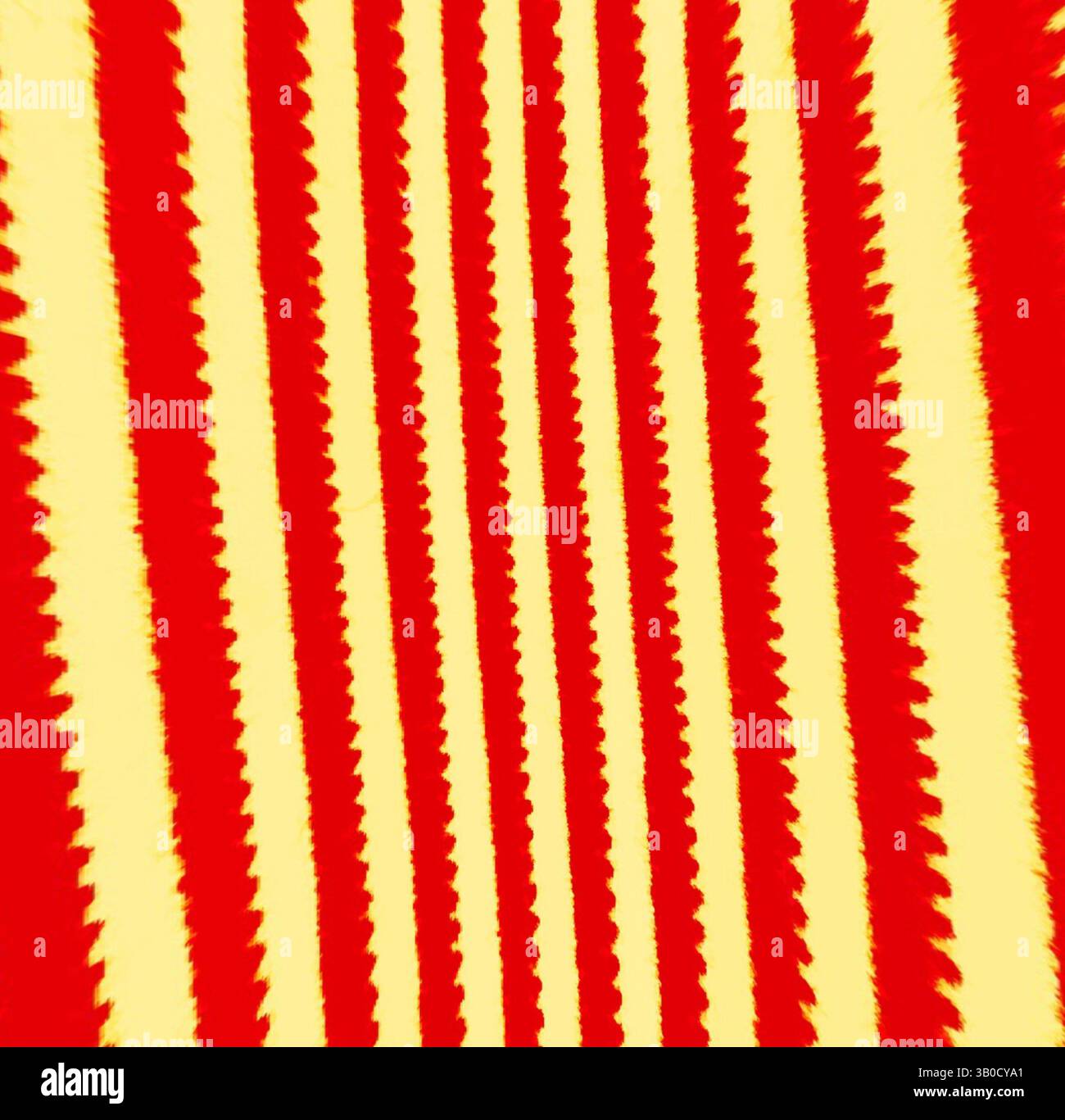 A bold pattern of alternating red and yellow stripes creates a dynamic ...