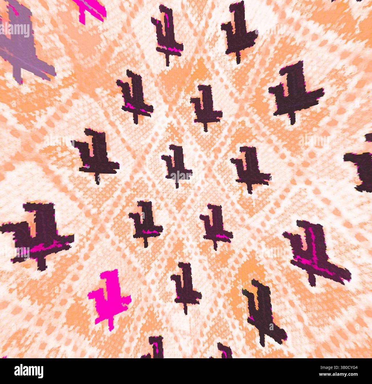 A vibrant pattern featuring an array of stylized figures in various ...