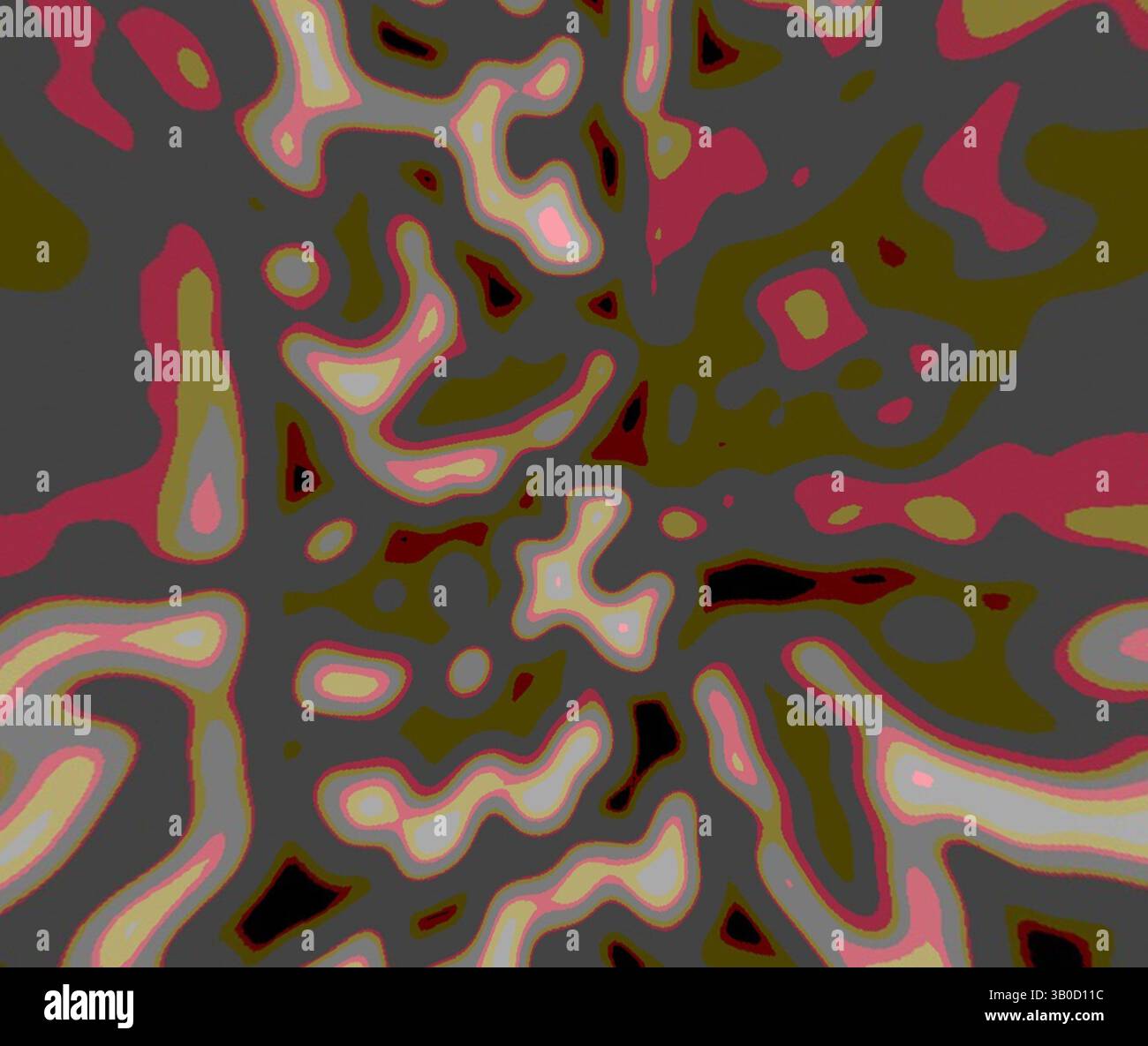 A swirling abstract pattern features fluid shapes in a blend of muted ...