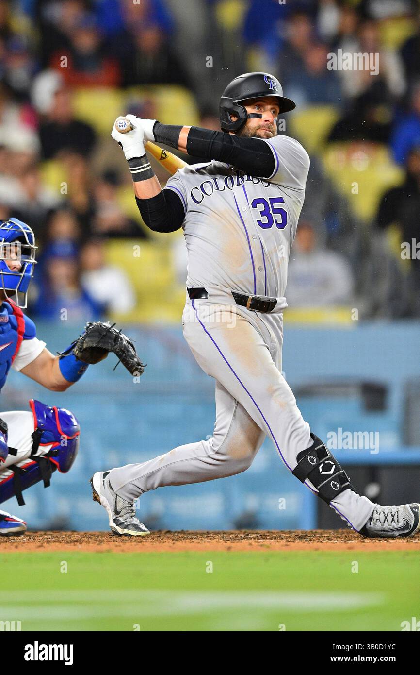 LOS ANGELES, CA - APRIL 16: Colorado Rockies left fielder Nick Martini ...