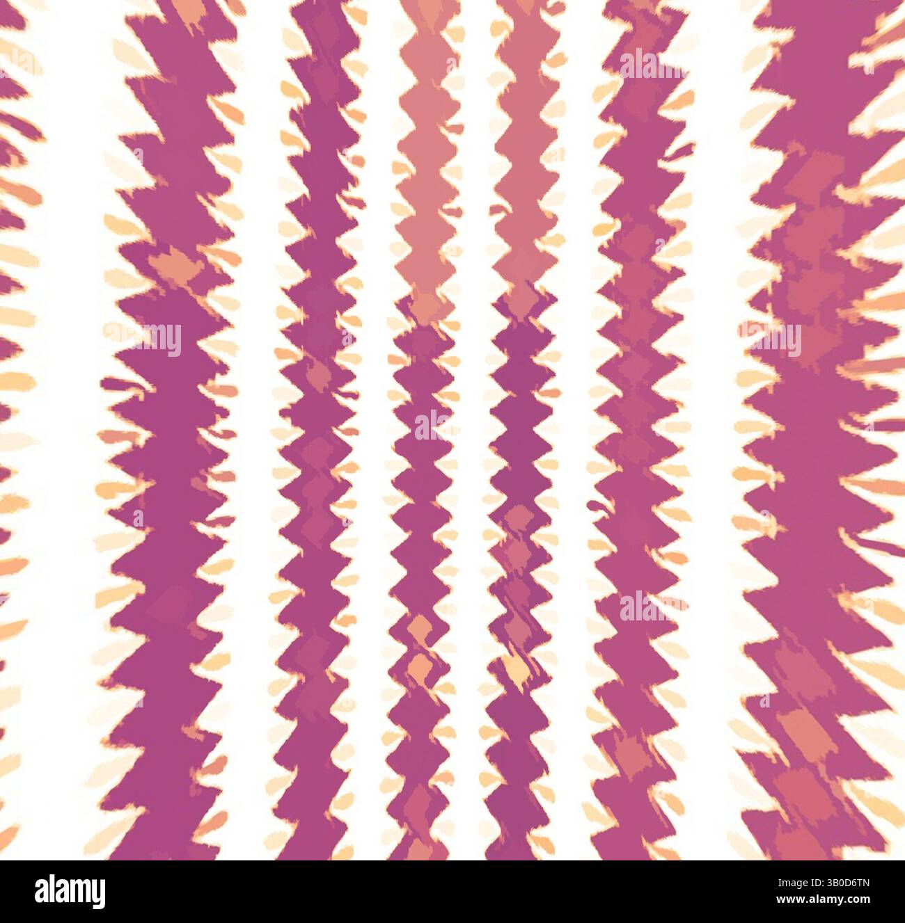 A series of vertical, zigzagging lines in varying shades of pink and white create a dynamic and ...