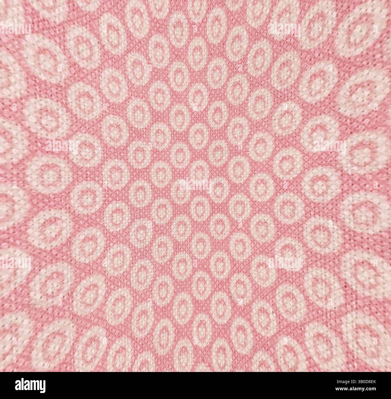 A textured pattern featuring repeating circular motifs in soft pink and ...
