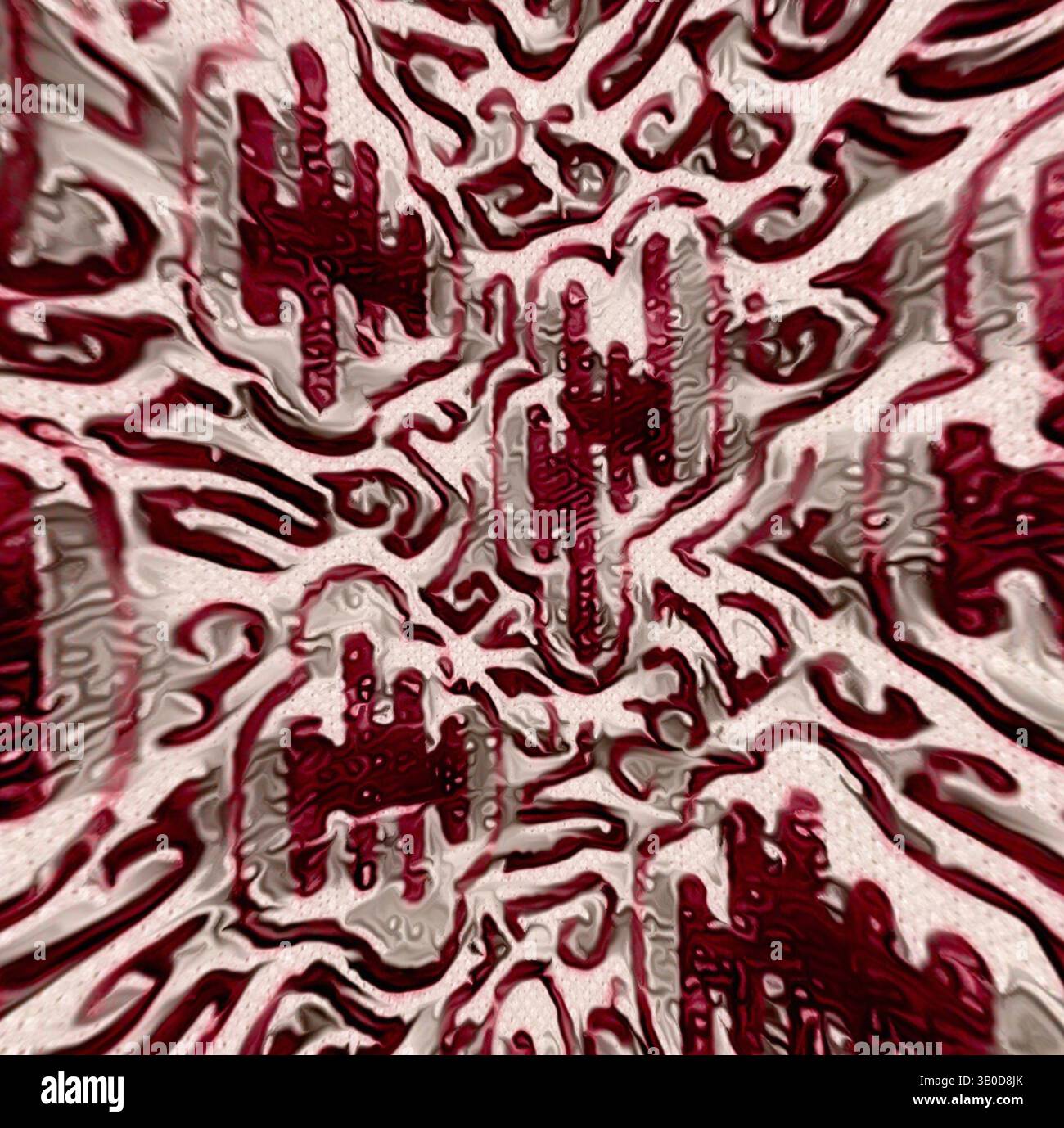 Intricate patterns of abstract shapes in deep reds hi-res stock ...