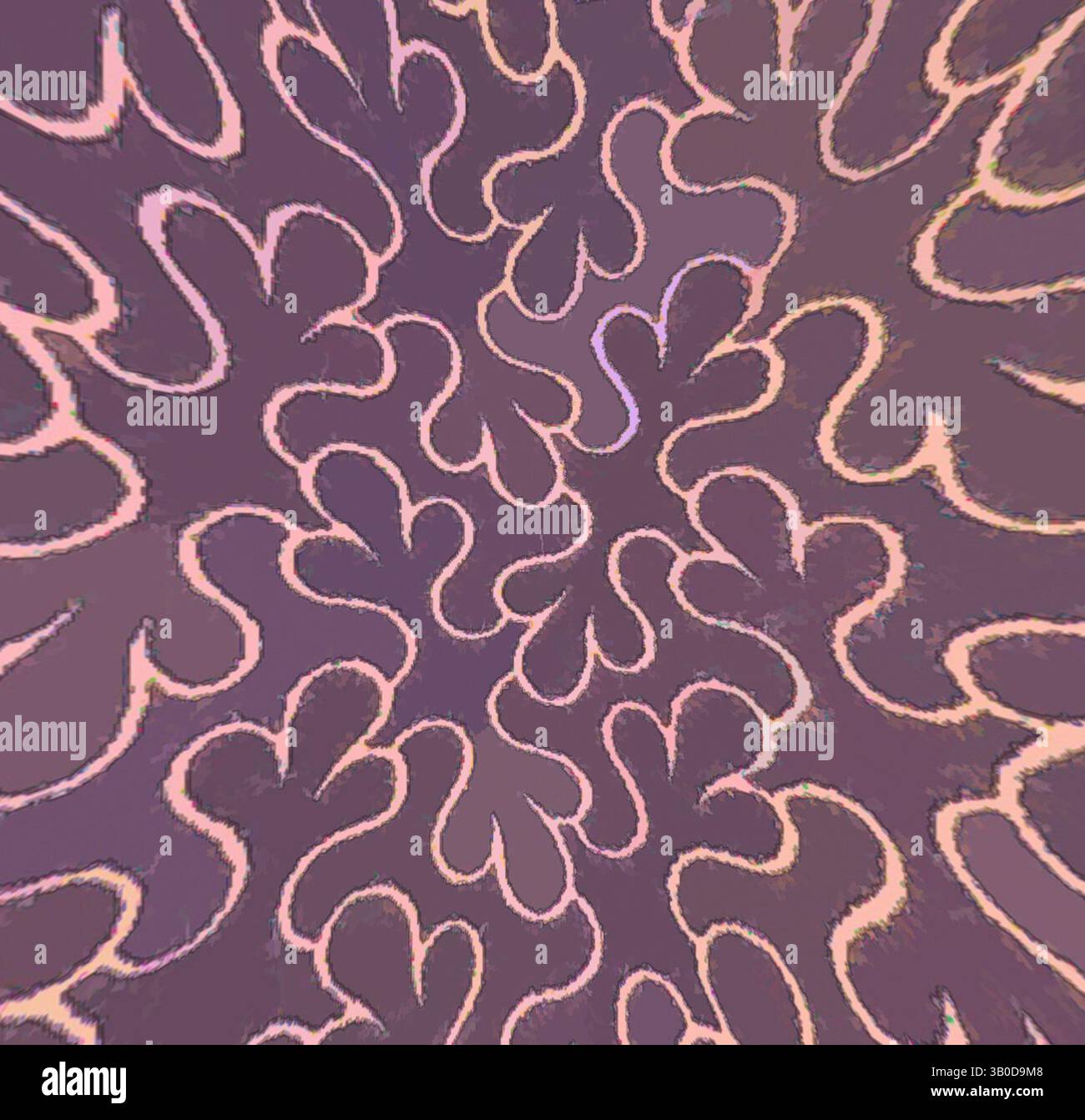 A swirling pattern of interlocking shapes, featuring soft curves and ...