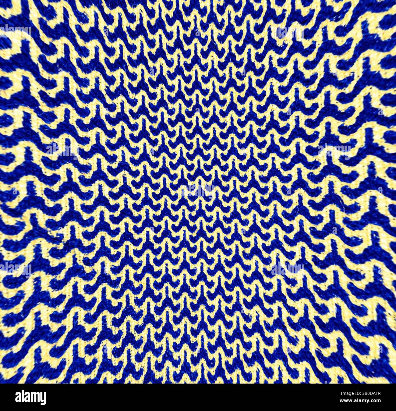 A vibrant pattern features interlocking wavy shapes in contrasting ...