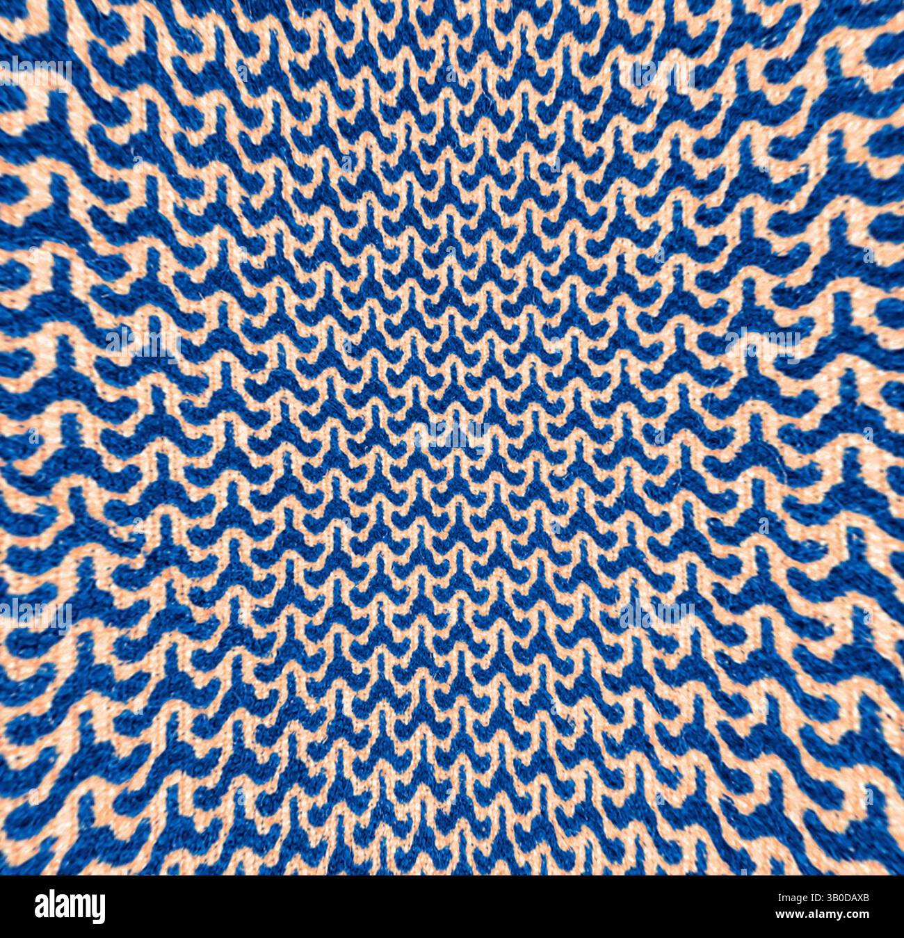 A dynamic pattern of interwoven shapes in contrasting colors creates a ...