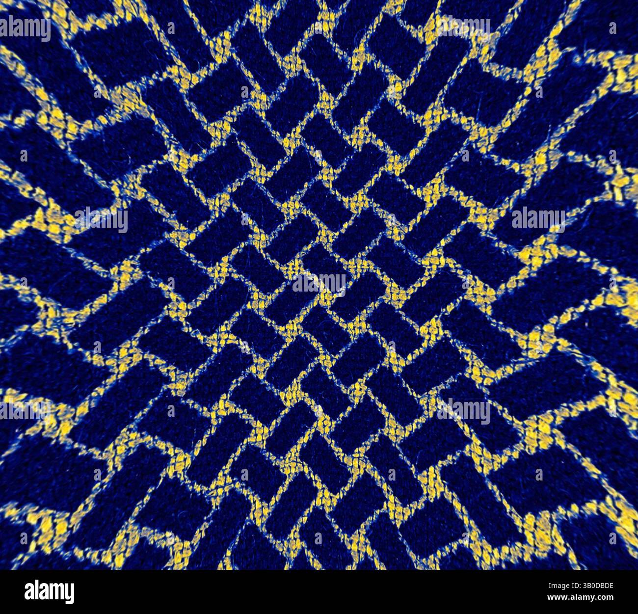 A vibrant, textured pattern featuring interwoven shapes in bold blue ...