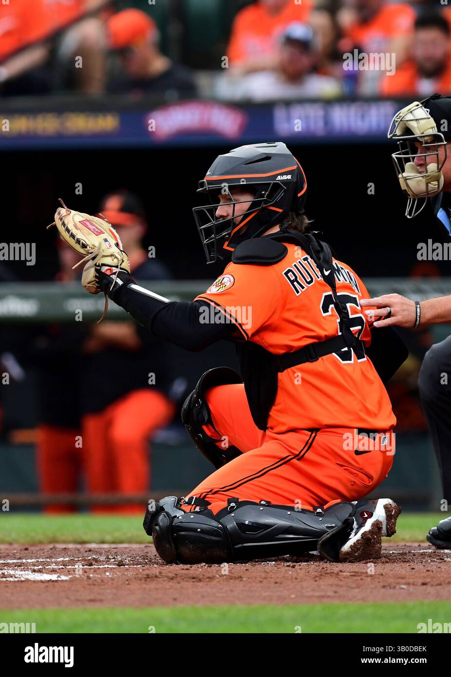 BALTIMORE, MD - APRIL 19: Orioles catcher Adley Rutschman (35) catches ...