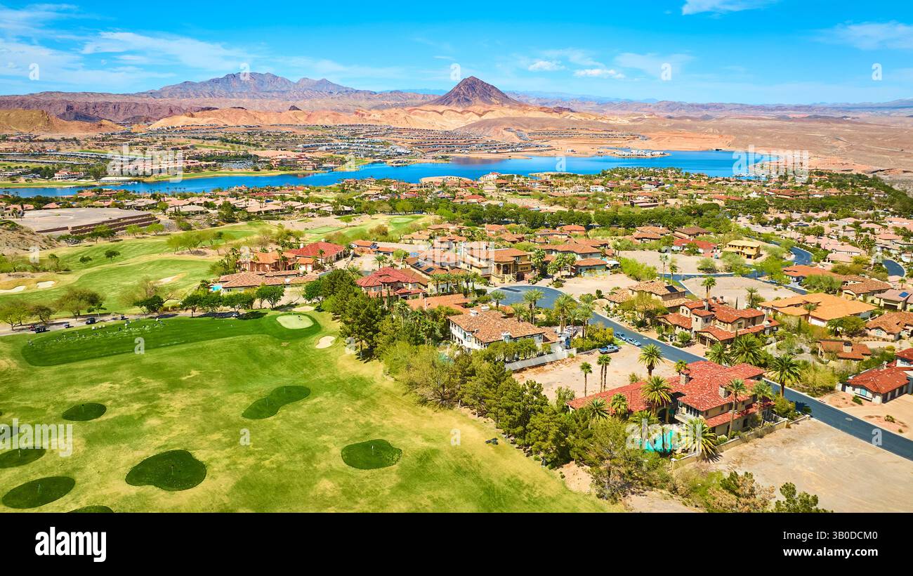 Aerial of Desert Golf Course and Luxury Homes in Nevada Stock Photo - Alamy
