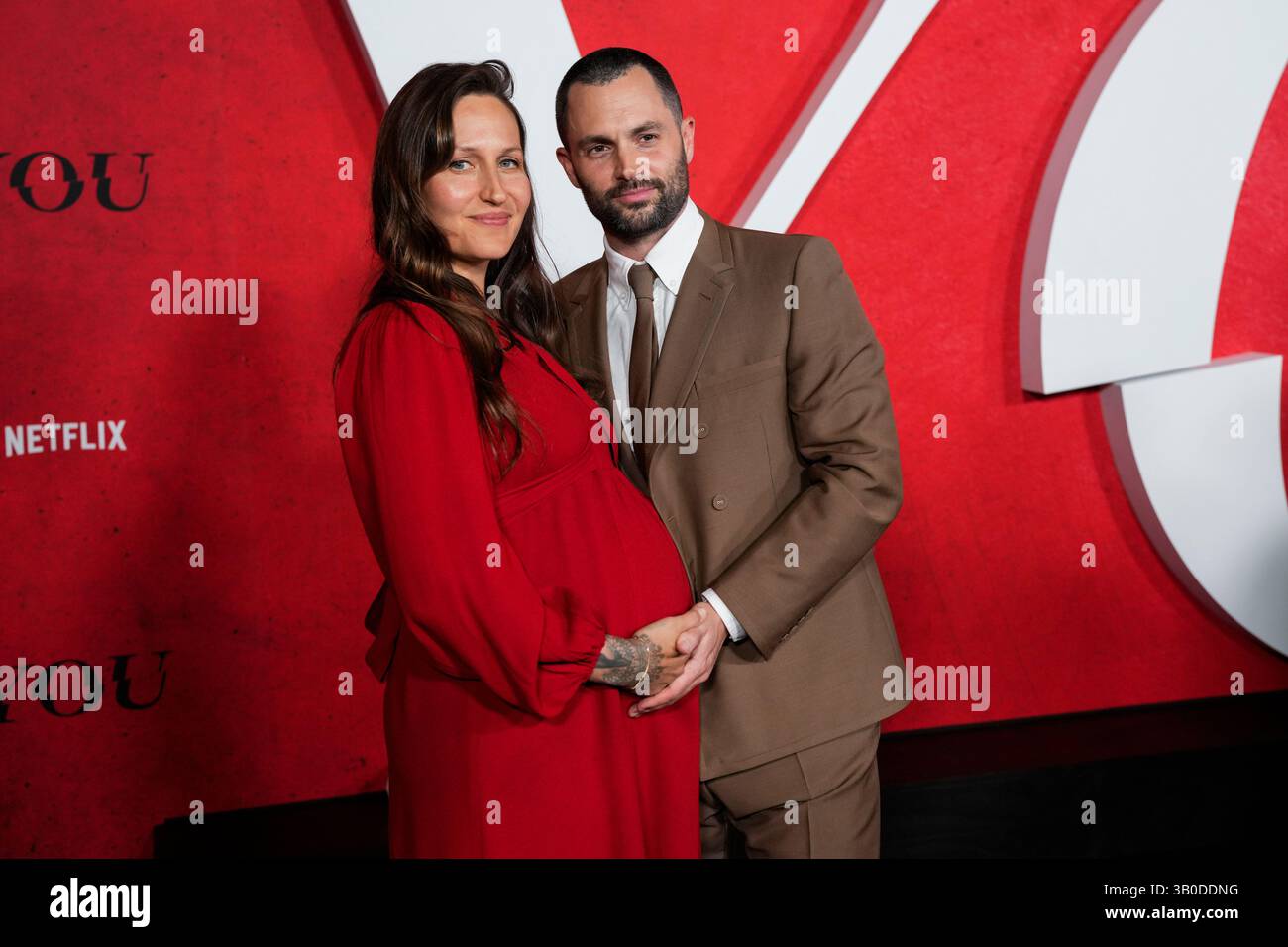 Domino Kirke, left, and Penn Badgley attend a special screening of the ...