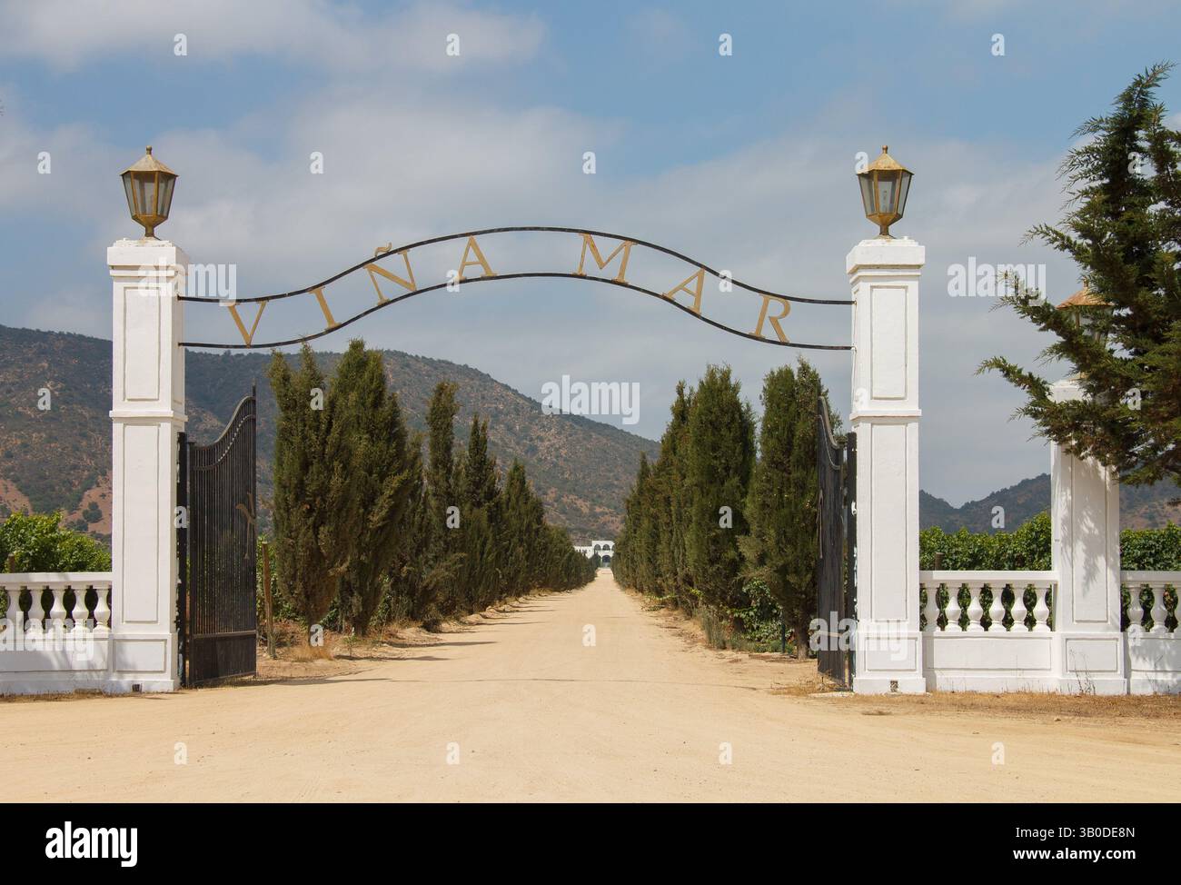 The Vina Mar typical winery entrance gate, Casablanca valley, Chile ...
