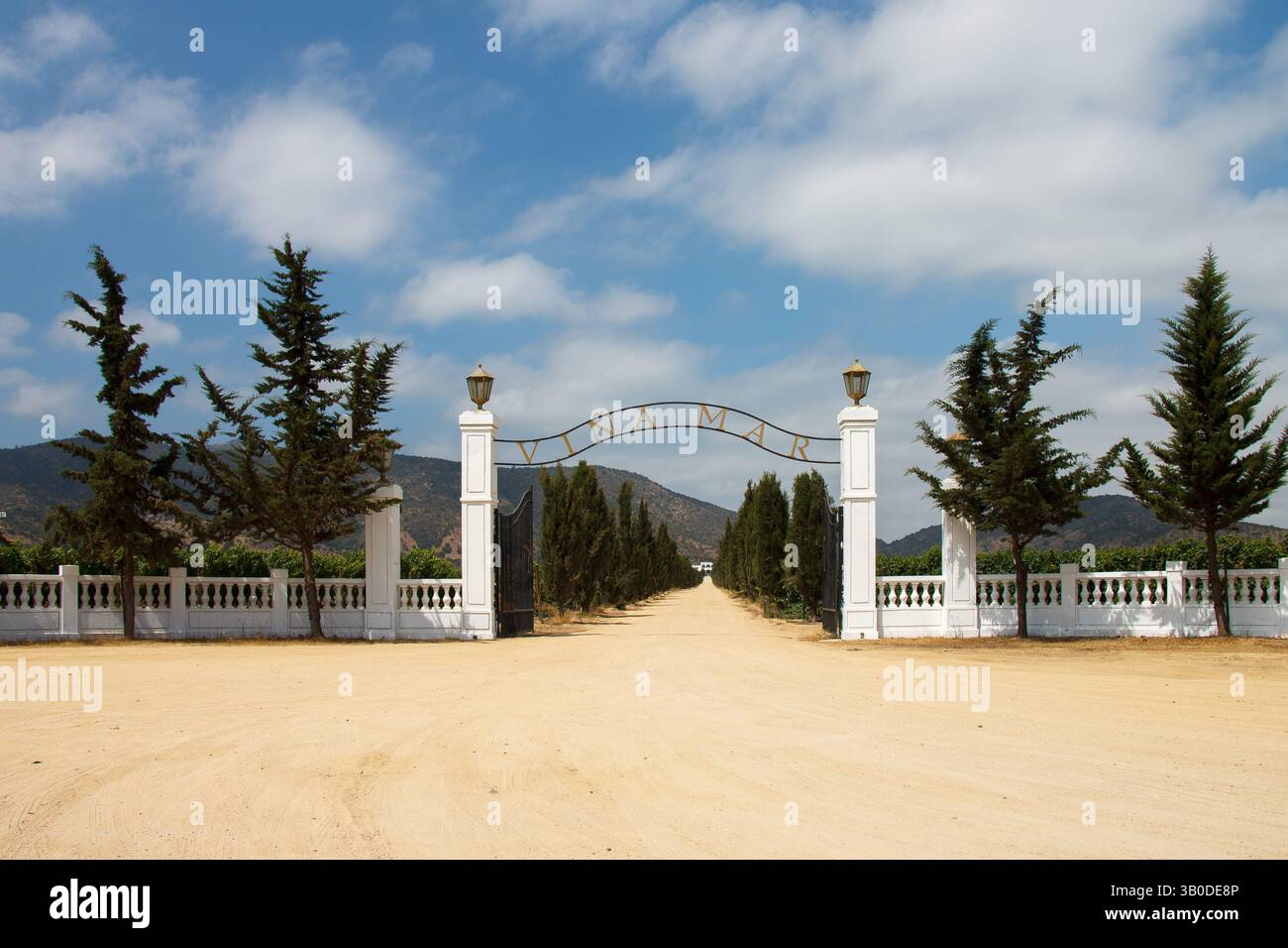The Vina Mar typical winery entrance gate, Casablanca valley, Chile ...