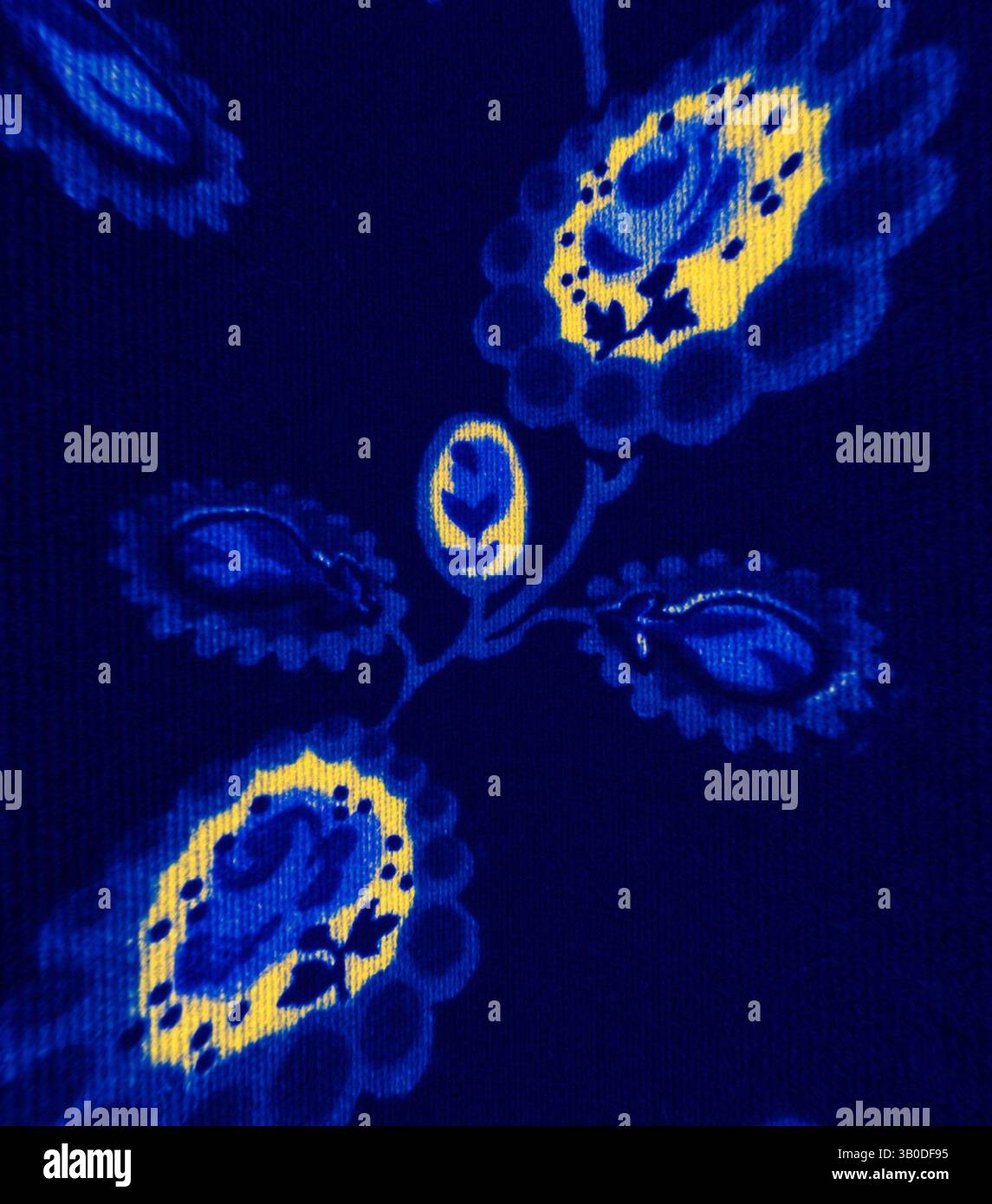 A close-up of intricate floral patterns featuring vibrant yellow blooms ...