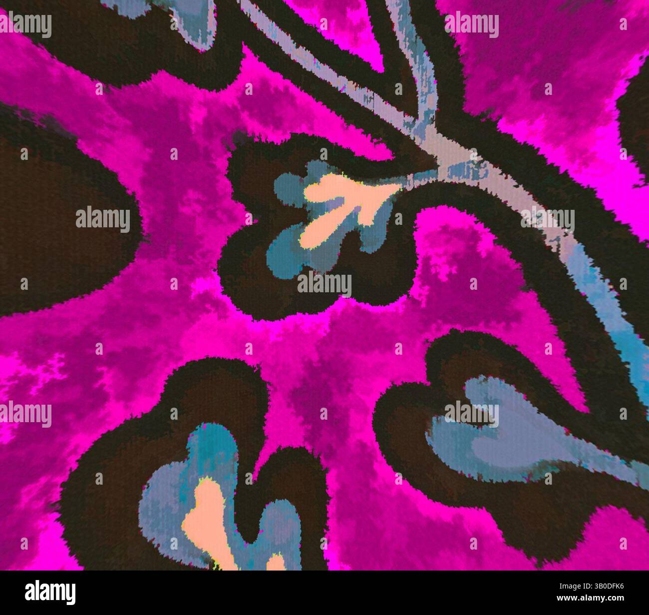 A vibrant pattern featuring bold shades of pink intertwined with ...