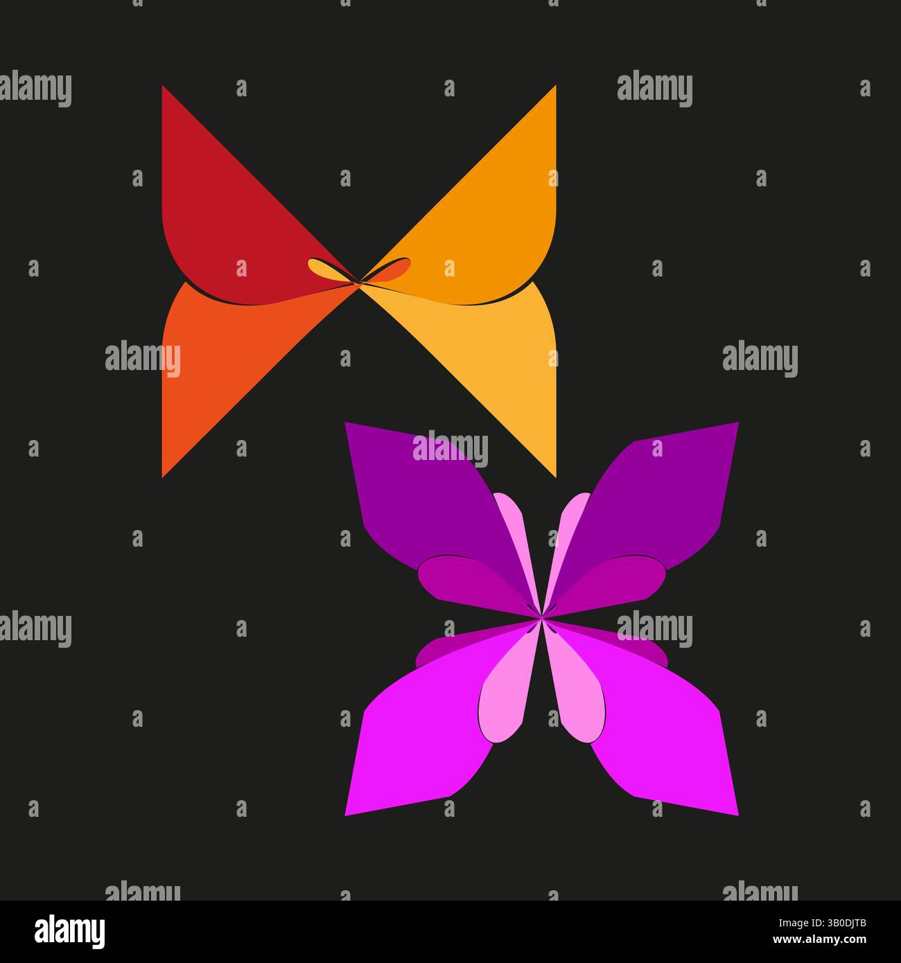 Colorful butterfly shapes. Abstract wing pattern. Vector symmetry ...
