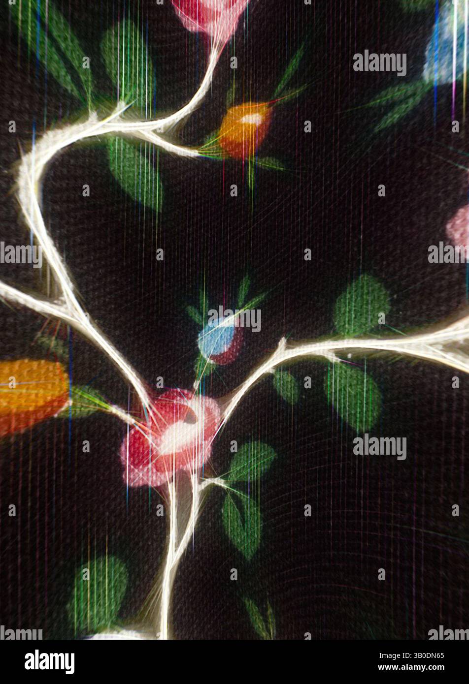 A vibrant floral pattern featuring intertwining branches adorned with ...