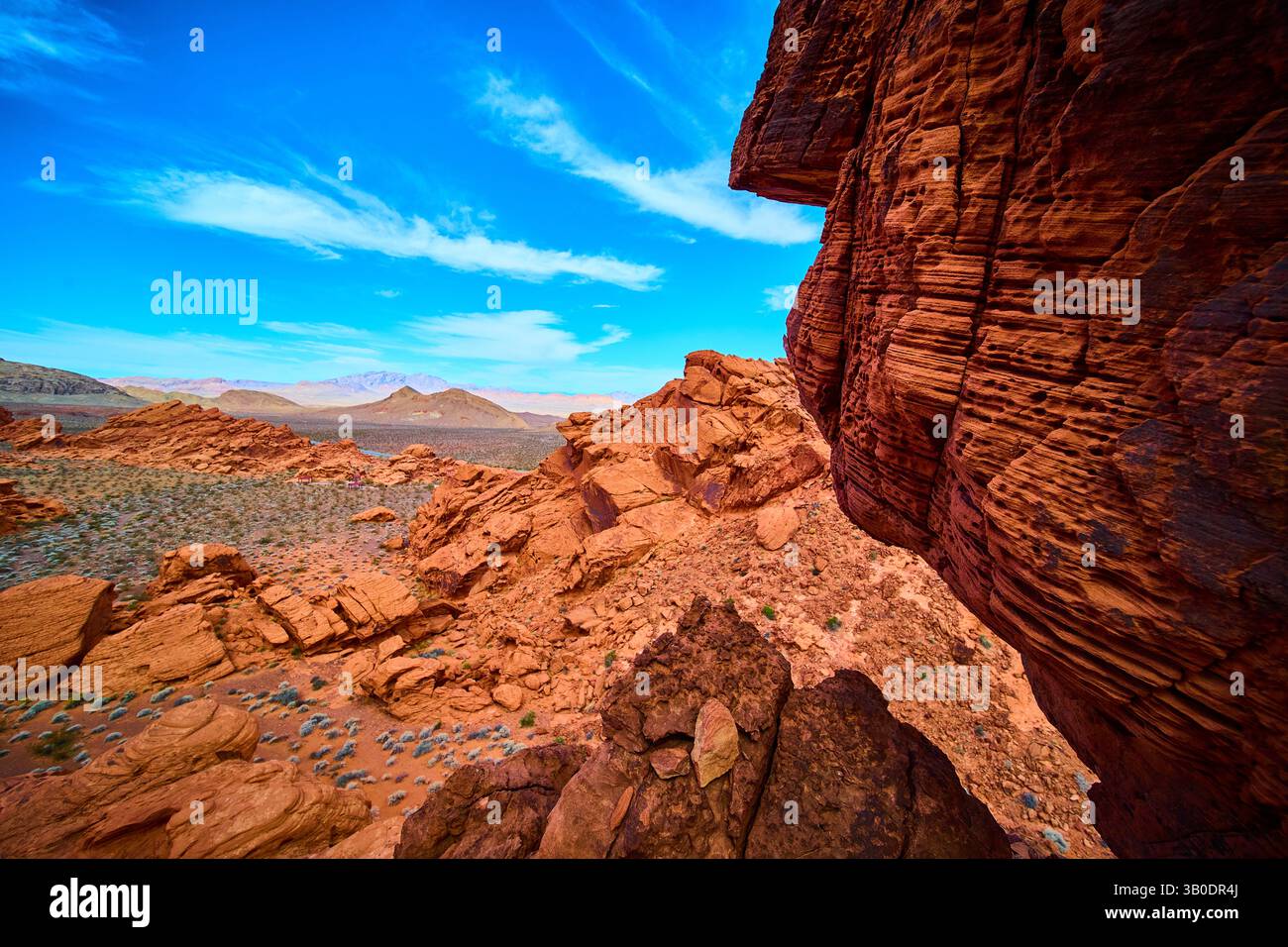 Redstone Dune Sandstone Cliff and Desert Vista Aerial Perspective Stock ...