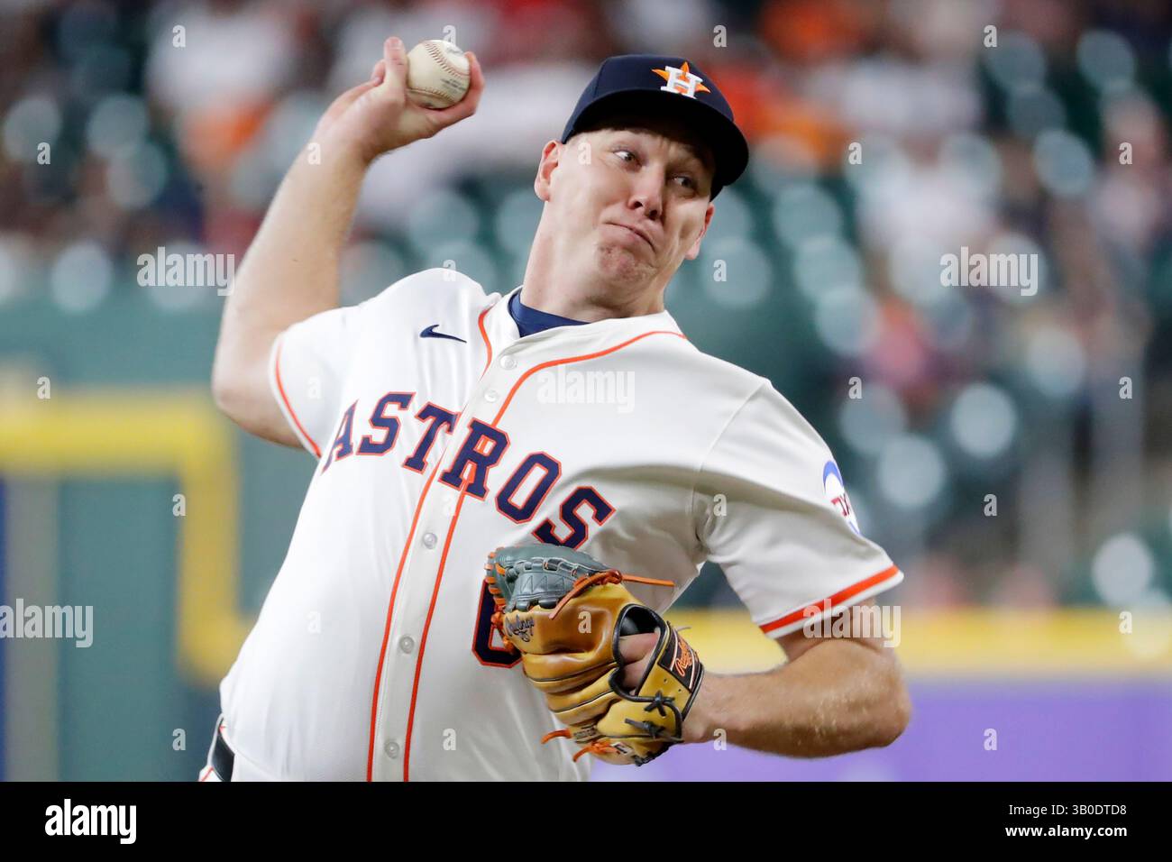 Houston Astros starting pitcher Ryan Gusto throws against the Toronto ...