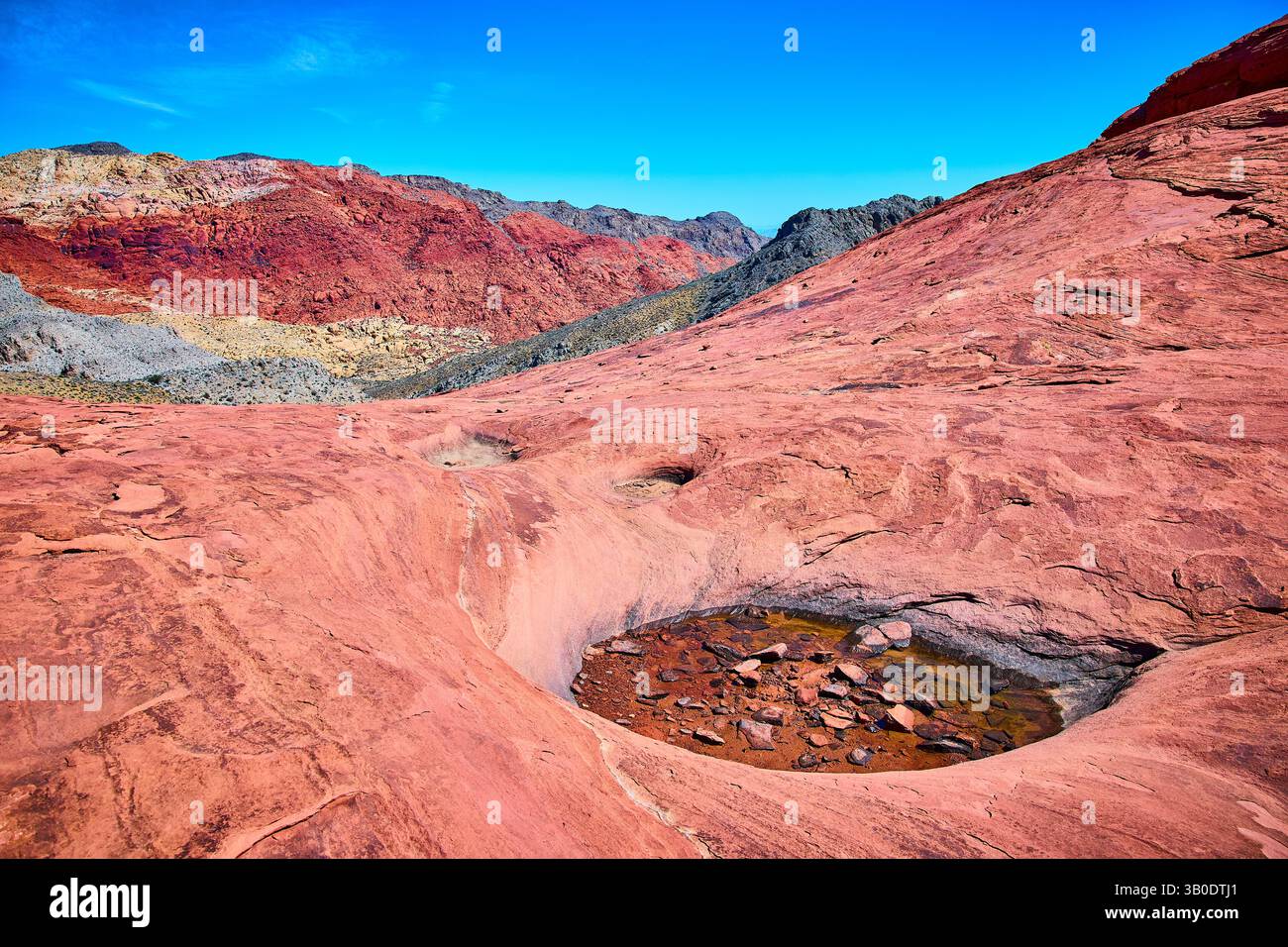 Red Rock Canyon Desert Pools and Ridges Low Perspective Stock Photo - Alamy