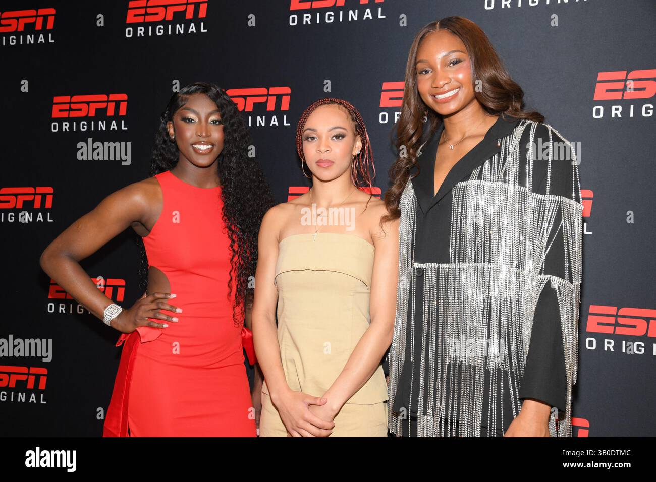 New York, USA. 23rd Apr, 2025. (L-R) Flau'jae Johnson, Hannah Hidalgo and Kiki Iriafen attend ...